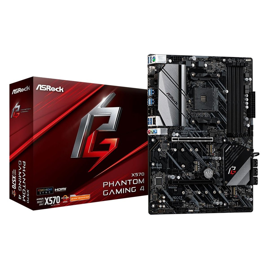 ASRock Motherboard X570 Phantom Gaming 4 Compatible with AMD Ryzen 5000 ...