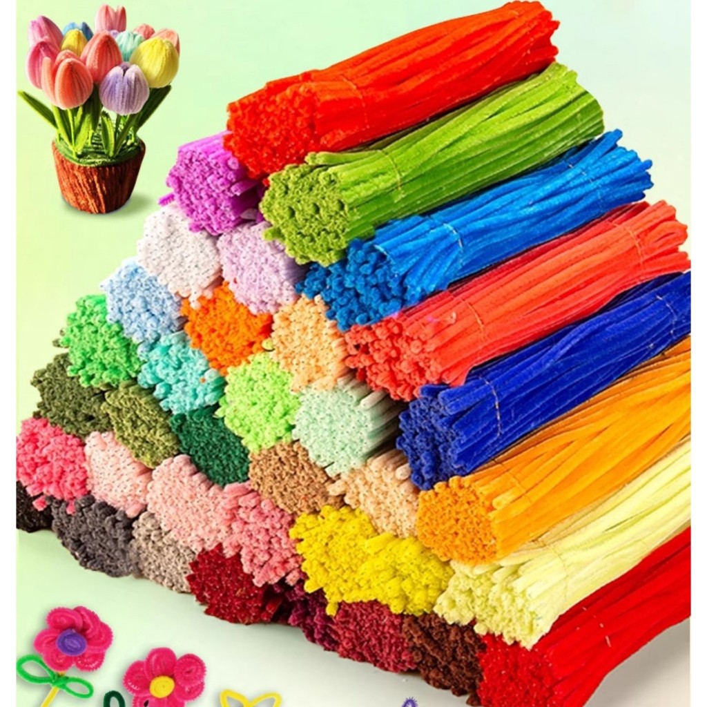 100 Pcs Chenille Stems Wire Pipe Cleaners Children Educational Toys ...