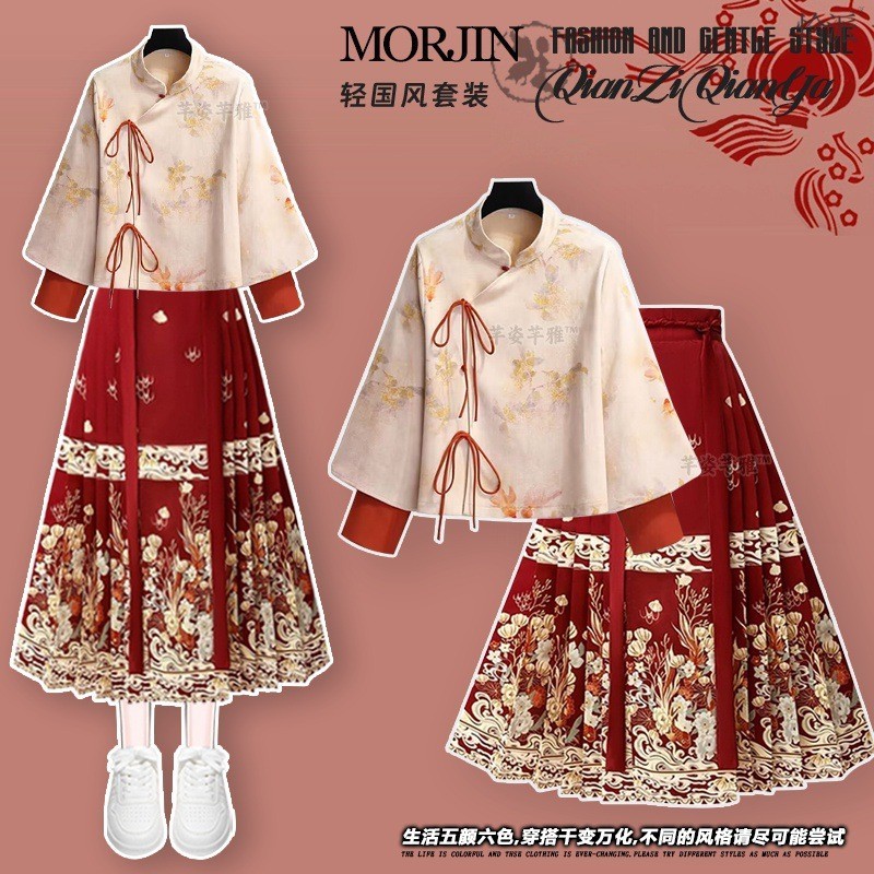 New Chinese Style Improved Hanfu Top Matching Horse Skirt Full Set 馬面裙 ...