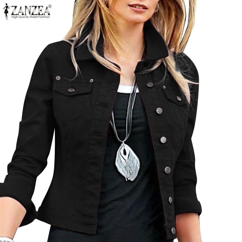 ZANZEA Women Vintage Lapel Collar Long Sleeves Pockets Solid Color ...