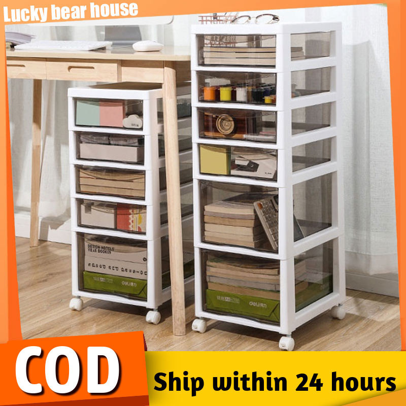 5 Layer Drawer Unit Office Drawer Desk Storage Box with Wheels Mobile ...