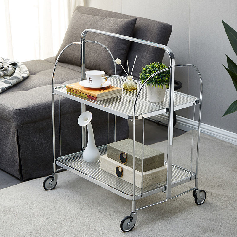 Trolley Small Table Light Luxury Glass Storage Rack Movable Living Room ...
