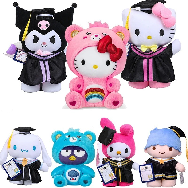 Anime Plush Melody KT Graduation Plushie Doll Kawaii Kuromi Graduation ...