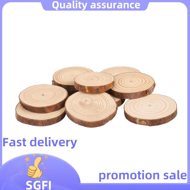 10PCS Natural Tree Round Wood Log Slice For Wedding Centerpiece Bark ...
