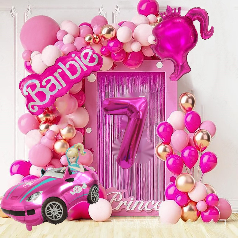 97pcs Barbie themed balloon Garland arch set. 1-7 year old foil balloon ...