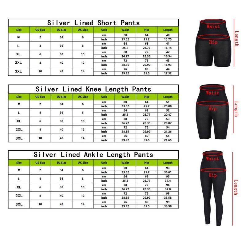 Women Thermo Body Shaper Slimming Pants Silver coating Weight Loss ...