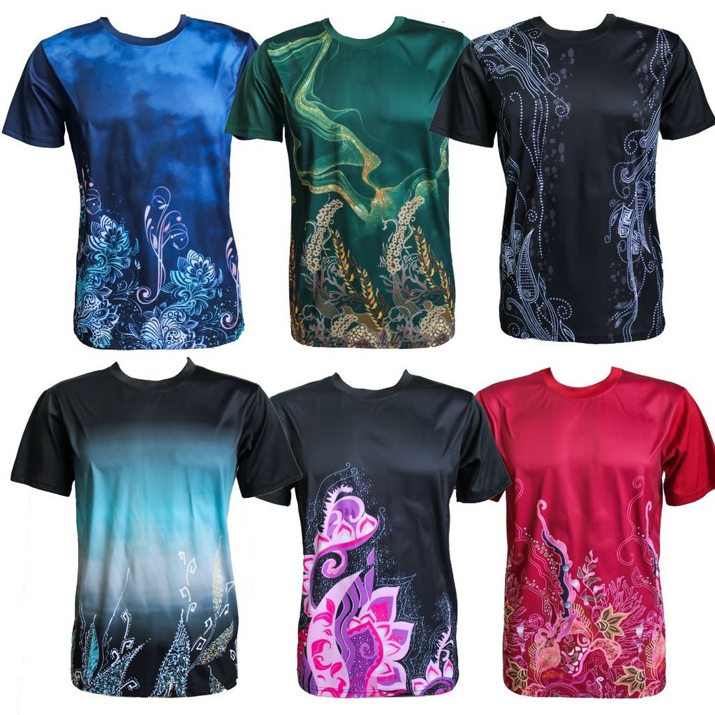 MEN JERSEY T-SHIRT BATIK DESIGN SHORT SLEEVES (BAJU JERSI LELAKI LENGAN ...