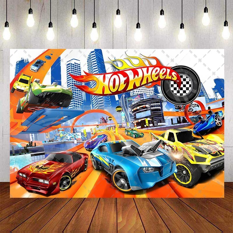 Hot Wheels Backdrop For Photography Baby Shower Kids Children City Race ...