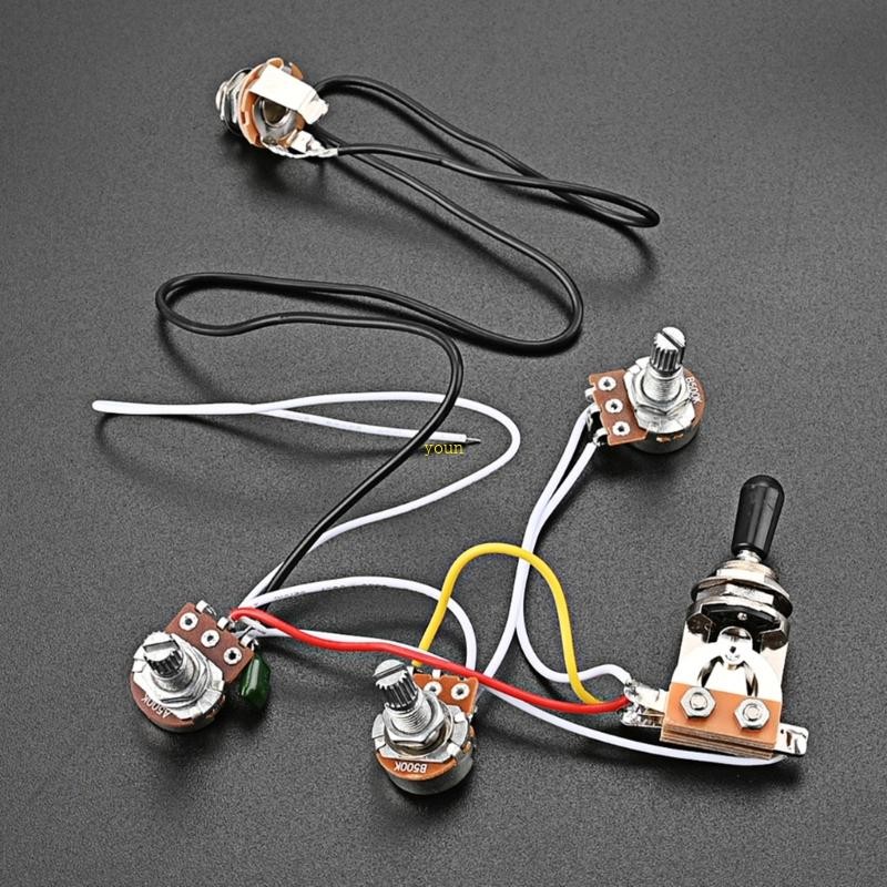 youn 3 Way Toggle Switch 2 Volume 1 Tone 500K Potentiometer Jack Kit ...