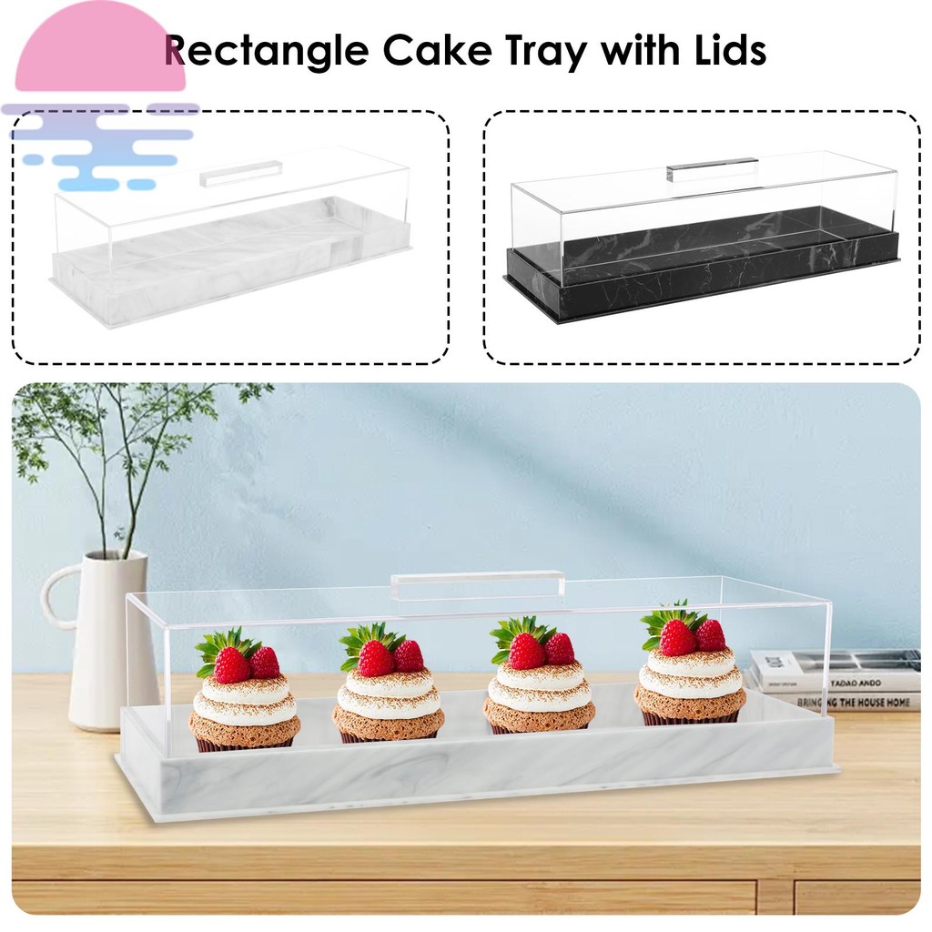 Rectangular Cake Tray with Lid Acrylic Rectangle Cake Stand Clear ...