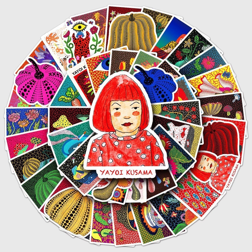 50pcs Yayoi Kusama Artist Non-Repetitive Stationery Box Stickers ...