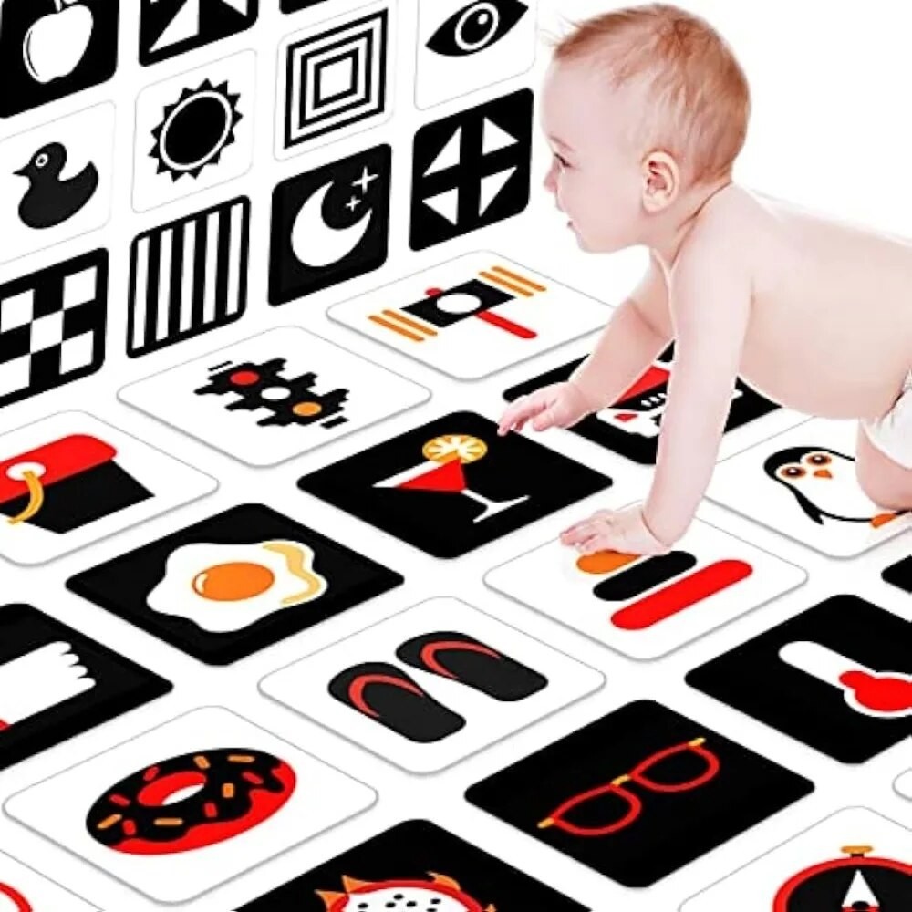 Baby Visual Cards Visual Stimulation Flashcards for Babies - Black ...