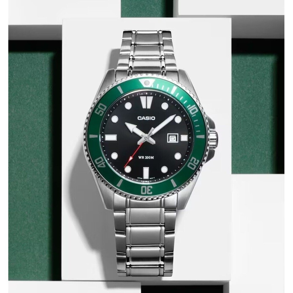 Casio MDV-107D-3A Duro Series Green Bezel Hulk Stainless Steel Men's ...