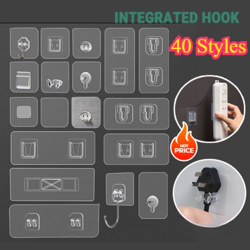 【40 Styles】New Collection of Kit Hooks Self-adhesive Wall Hook sticker ...