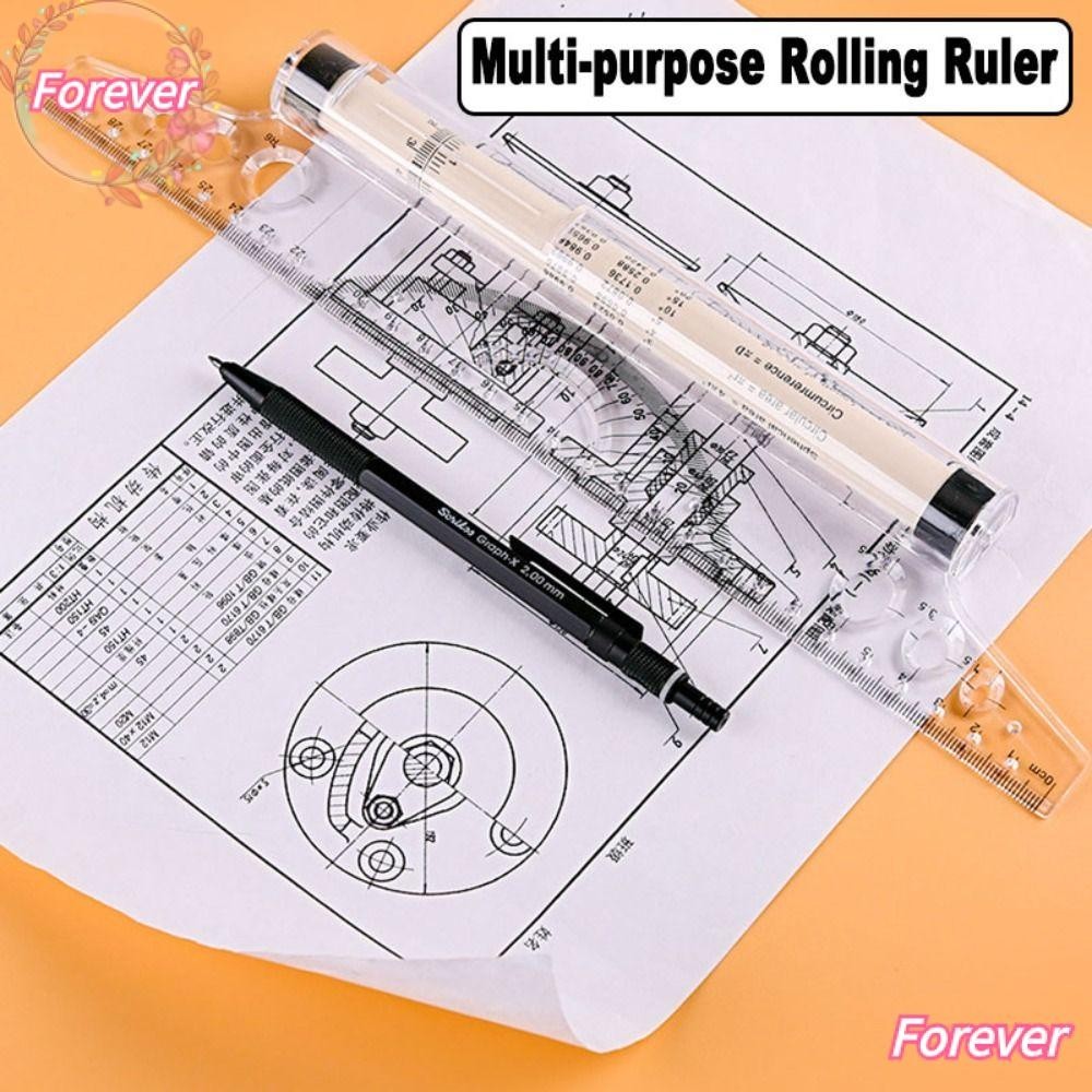 FOREVER Parallel Roller Ruler, Transparent 15/30CM Math Drawing Ruler ...