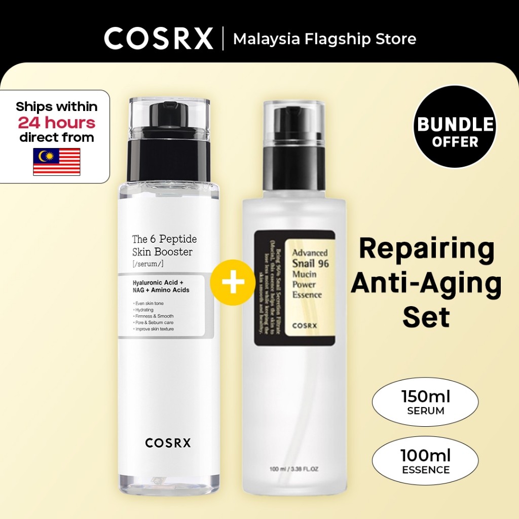 COSRX Repairing Anti-Aging Set [The 6 Peptide Skin Booster Serum 150ml ...