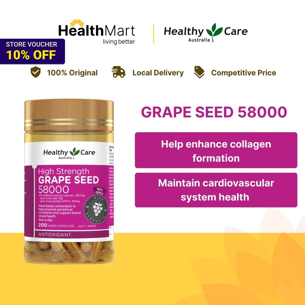 [SG] Healthy Care High Strength Grape Seed 58000, 200 capsules ...