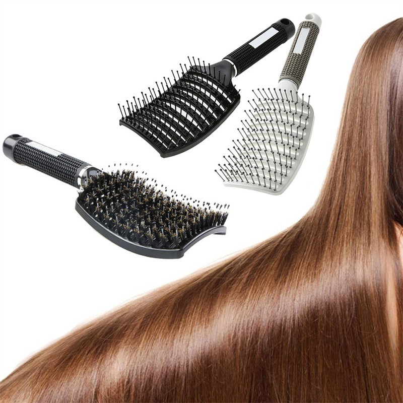 Multicolor Large Curved Comb, Bristle Hairdressing Comb, Styling ...