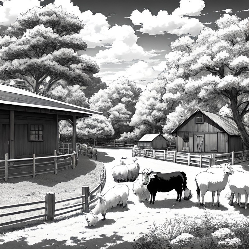 Farm Animals (Japanese Anime Manga Style) Set of 40 A4 A5 Coloring ...