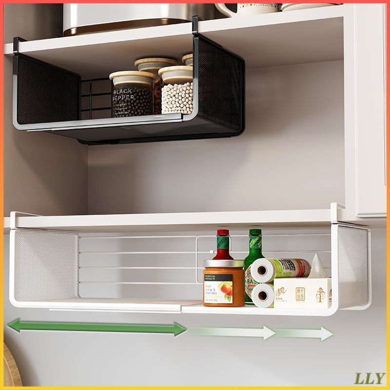 Retractable Storage Rack Kitchen Hanging Cabinet Lower Rack Hanging ...