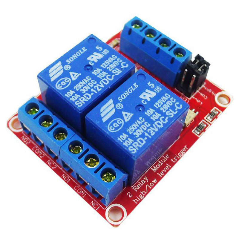 DC 12V 2 Channel Relay Module with Optocoupler Isolation H/L Level ...