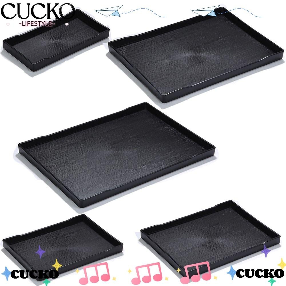 CUCKO 1 Pcs Large Plastic Tray, Black Multi-Purpose Serving Trays, Easy To Use Plastic Rectangle ...