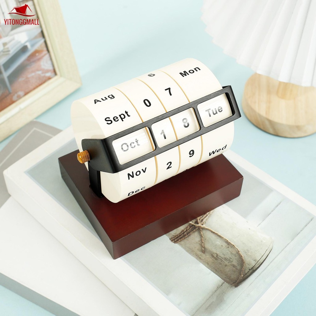Rotary Desk Calendar Display Clear Large Desktop Wheeling Calendar with ...