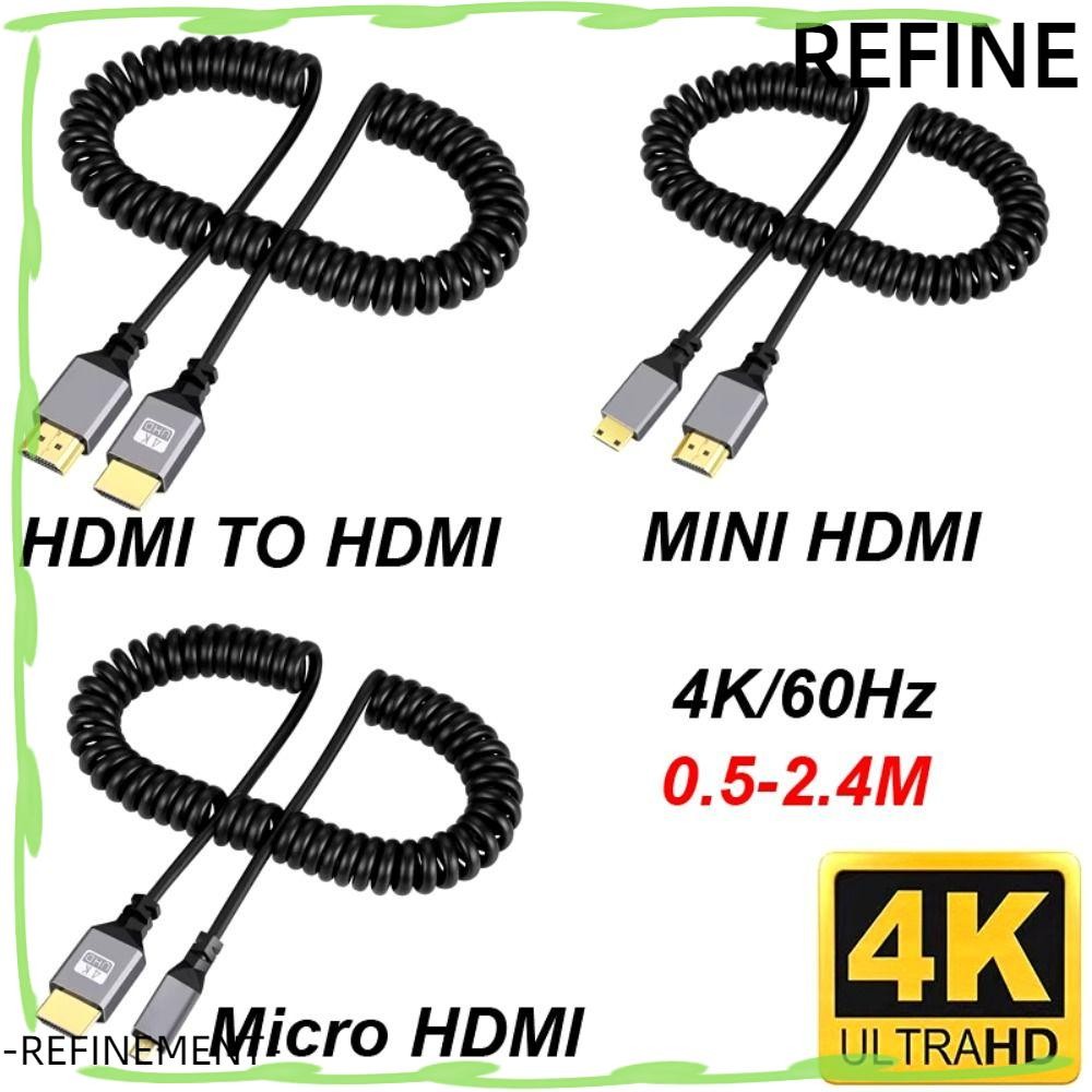 REFINEMENT HDMI-Compatible Spring Cable, 4K 60HZ Extension Micro Mini ...