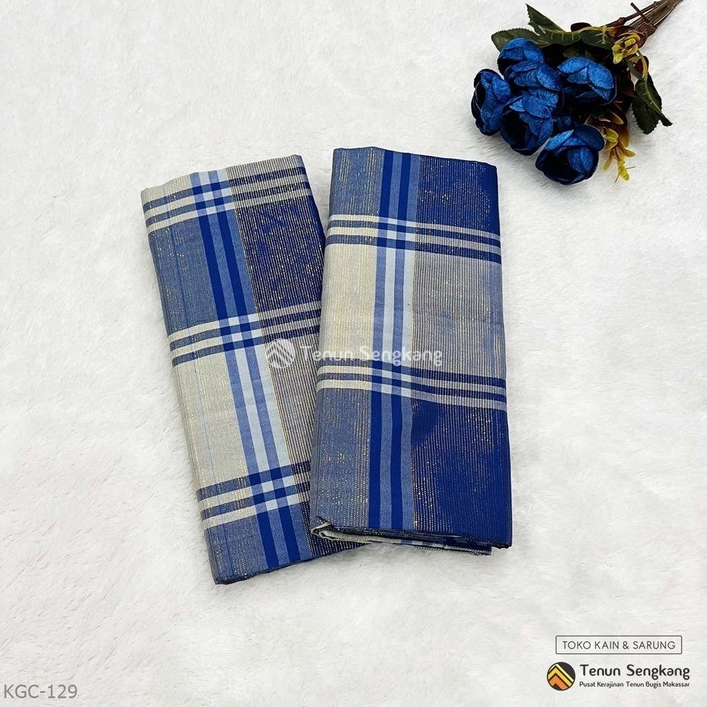 Bugis Makassar Sarong Box Genggang Blue Beige - Sengkang Weaving KGC ...