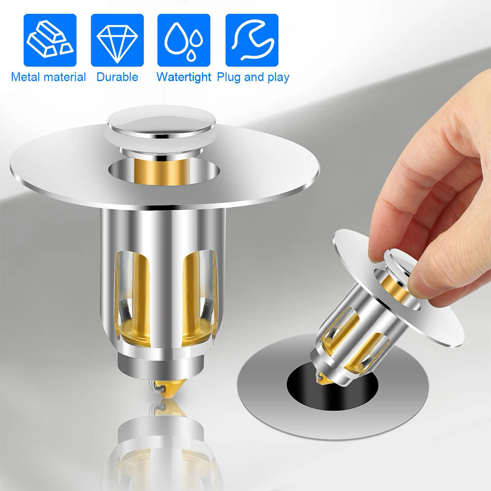 Drain Stopper Pop-Up Bounce Core Basin Drain Filter Valve Hair Catcher ...