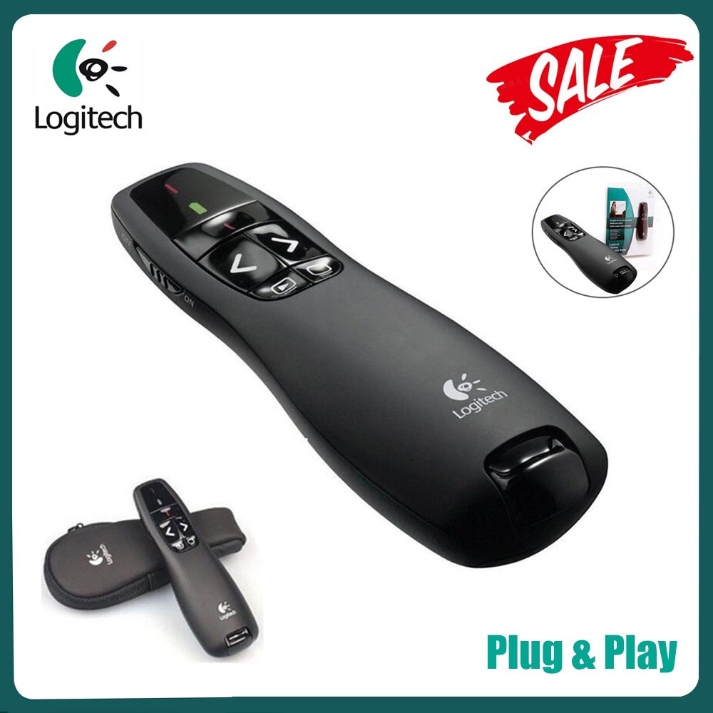 Logitech R400 USB Wireless Presenter Red Laser Pointer 2.4GHz Remote Control Pointer Pen for PPT ...