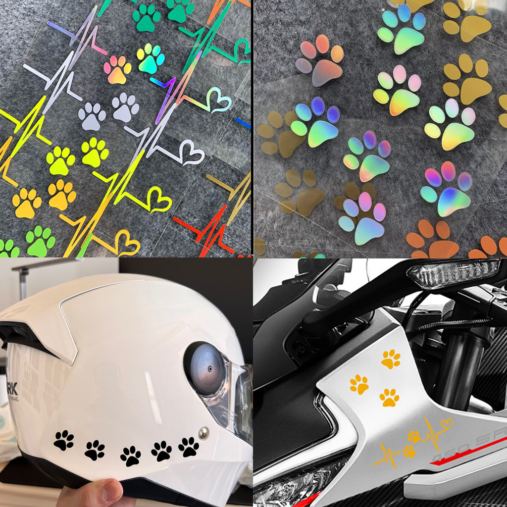 JDM Funny Cute Cat Paw /Electrocardiogram Helmet Waterproof sticker ...