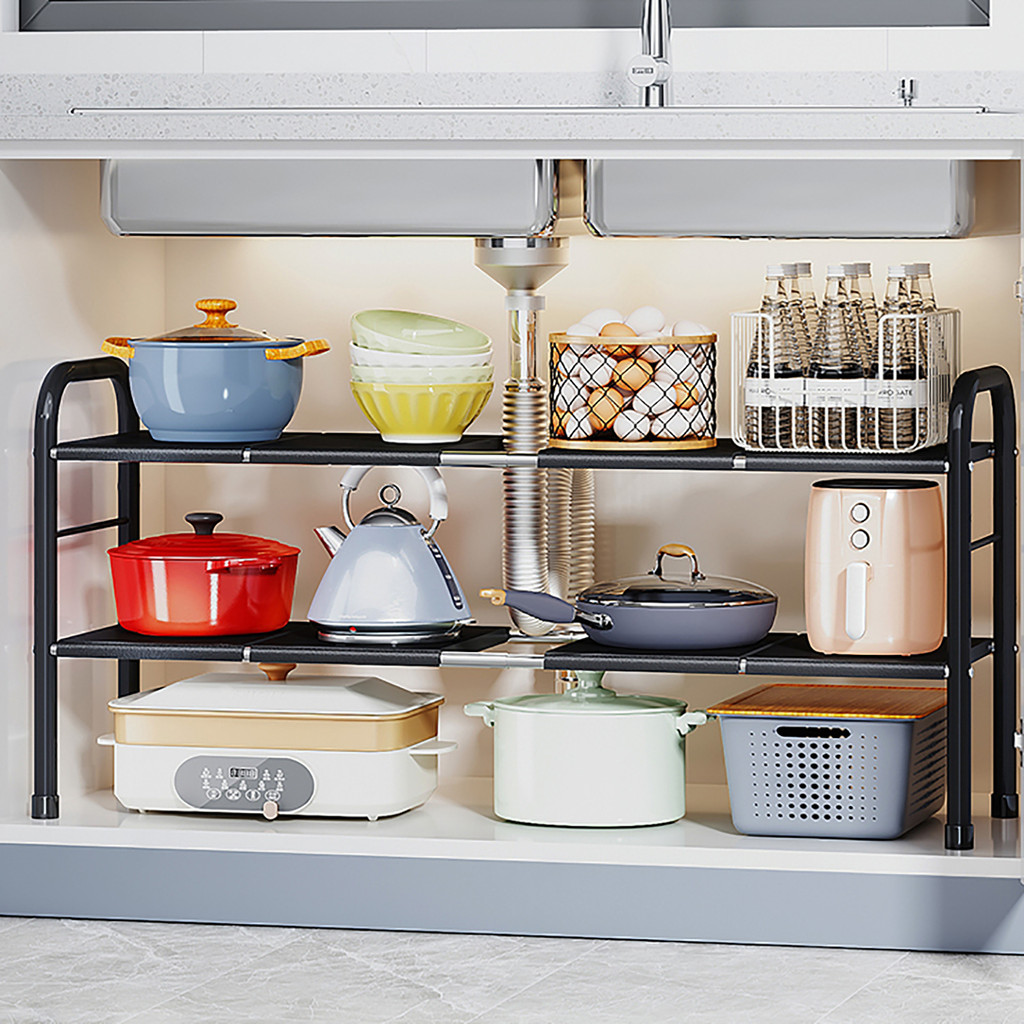 Kitchen Sink Rack Retractable Adjustable Layered Rack Cabinet Storage ...