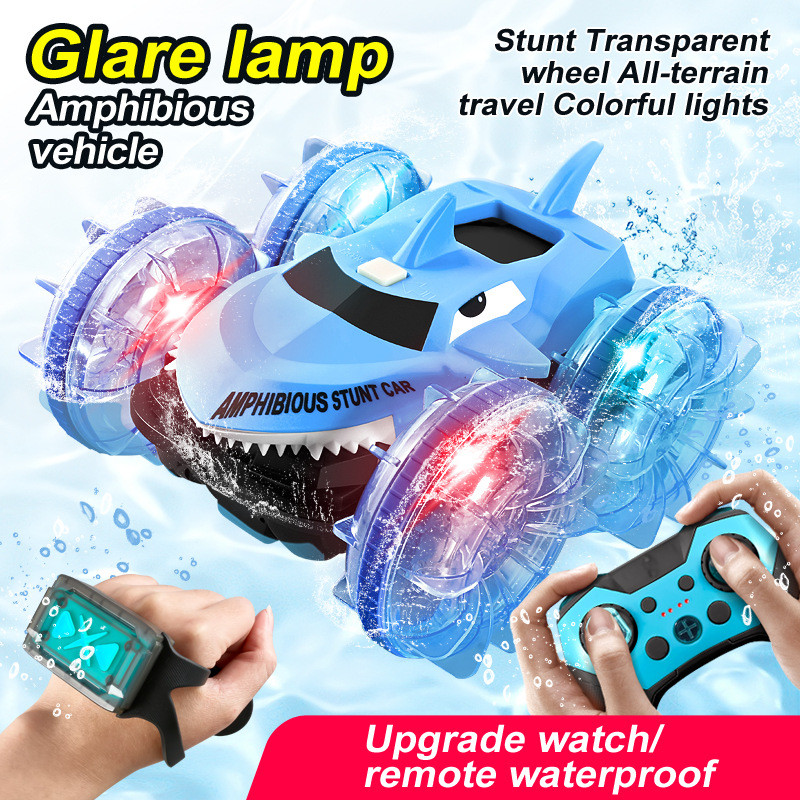 Dual Remote Control Waterproof Shark Water and Land Upgraded Amphibious ...