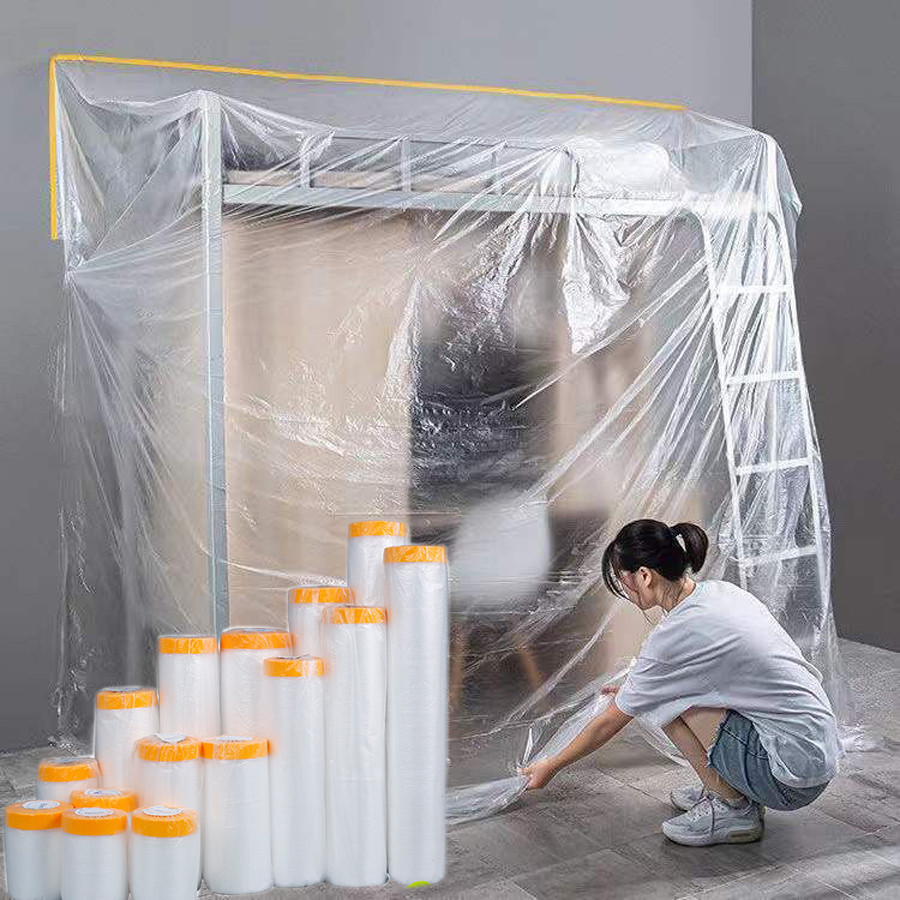 20M Transparent Plastic Masking Film Waterproof Dust Cover Living Room ...