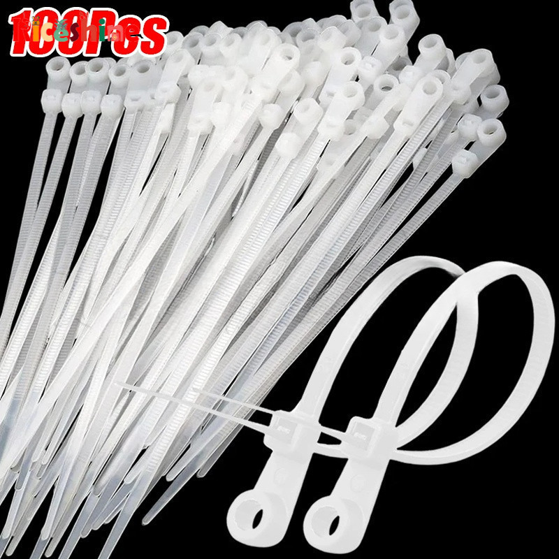 100pcs Household Industrial Wire Fastening Organizer / Screw Hole Cable Ties Fixed Cable Tie ...