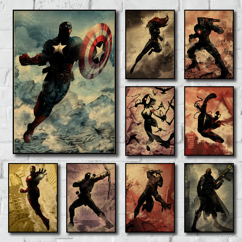 Marvel Hero Anime Poster Dormitory Bedroom Home Kraft Paper Poster ...