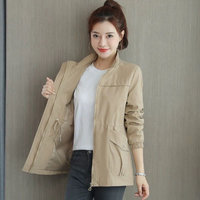 Coat Women's Waist Slimming Small Windbreaker Spring and Autumn Western ...