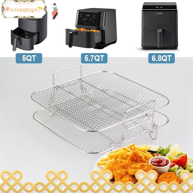 2-Layers Air Fryer Grilling Rack Air Fryer Rack Stackable Grid Grilling ...