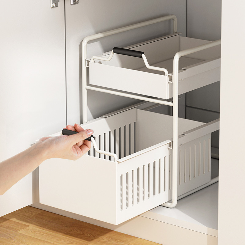 [in stock] Kitchen Cabinet Pull-Out Basket Under Sink Storage Rack ...