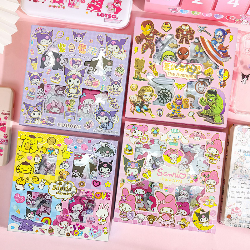 100pcs Kuromi Sticker cute set Marvel DIY Gift Box sanrio cartoon ...