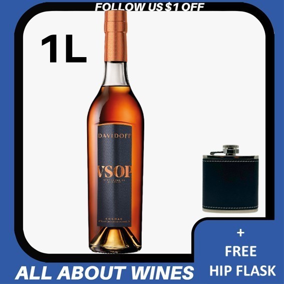 Davidoff VSOP Cognac 1 Liter w Gift Box - Free Davidoff Hip Flask ...