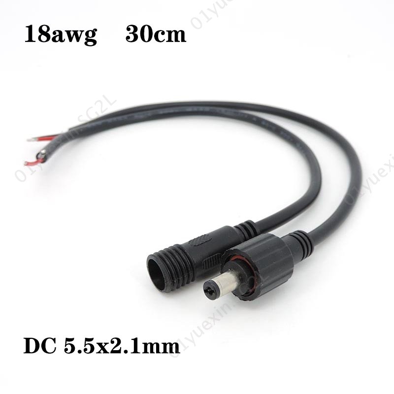 DC Male and Female 5.5 x 2.1mm IP68 Waterproof 18AWG 7A Connector Plug ...