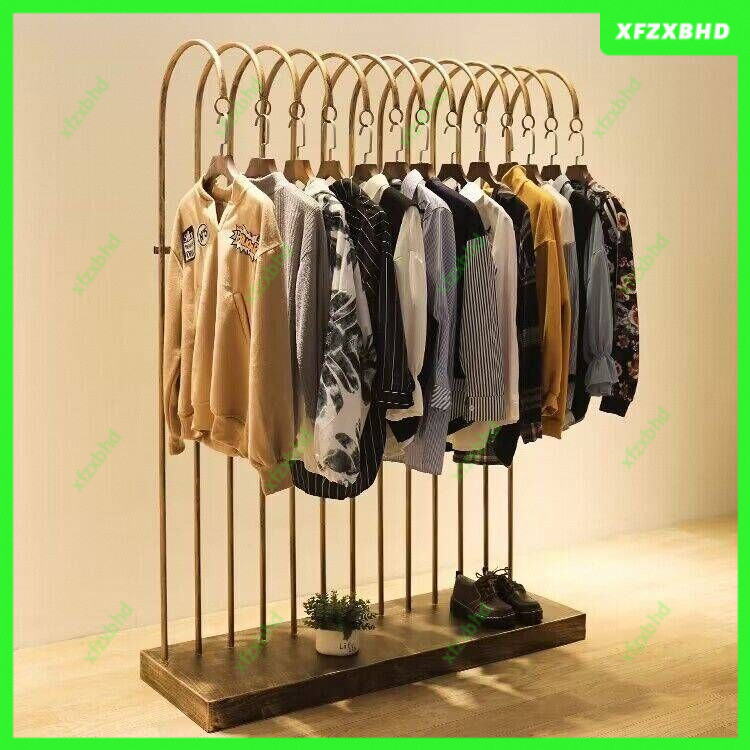 Wrought Iron Clothing Store Hanger Display Rack Double Bar Island ...