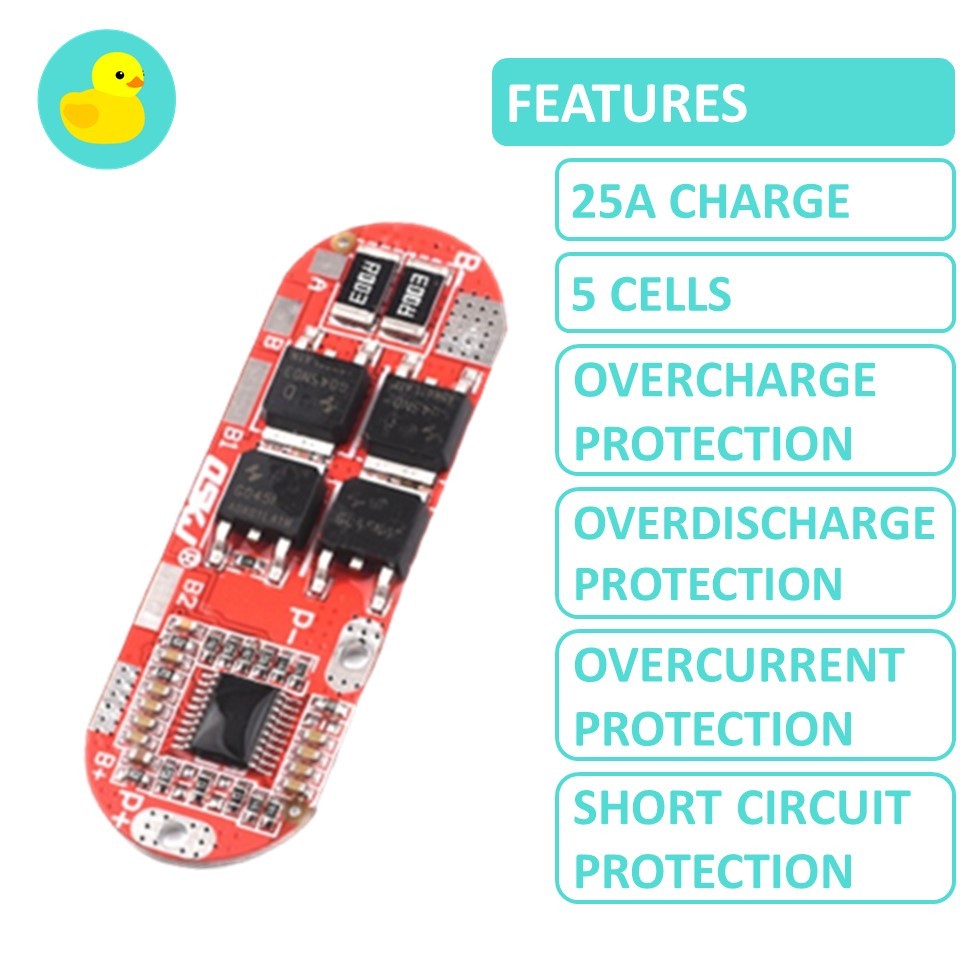 5S 25A 18.5V 18650 Li-ion Lithium Battery BMS Charger Protection Module ...