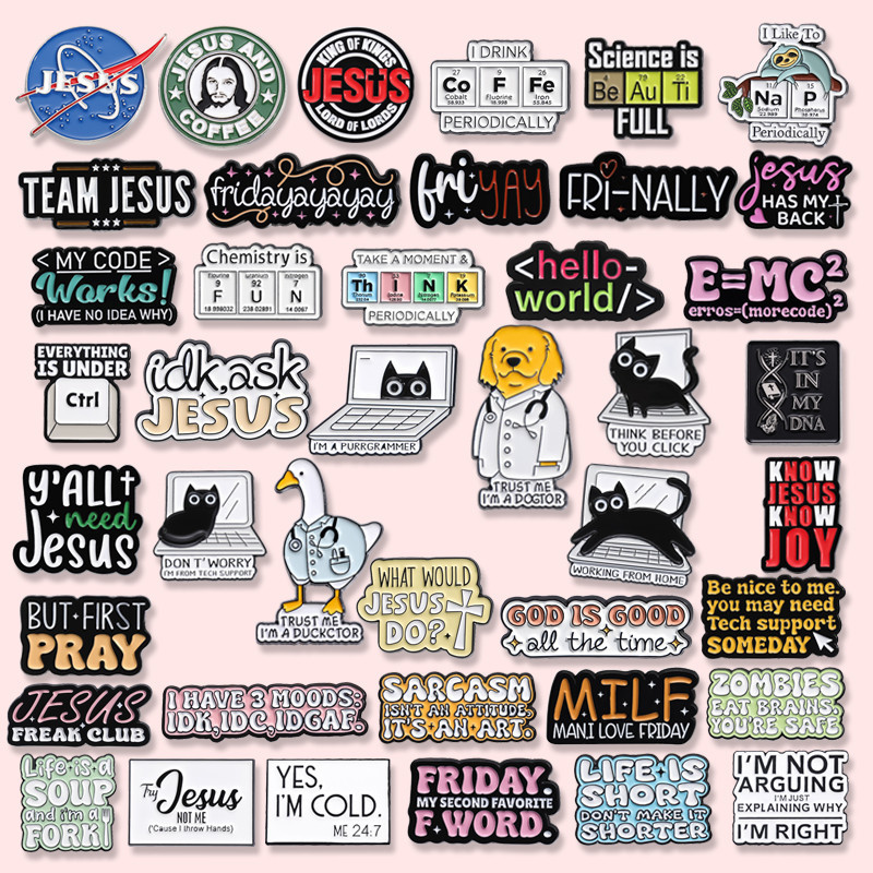 Creative English Text "JESUS" Enamel Pin Computer Keyboard Key Enamel ...