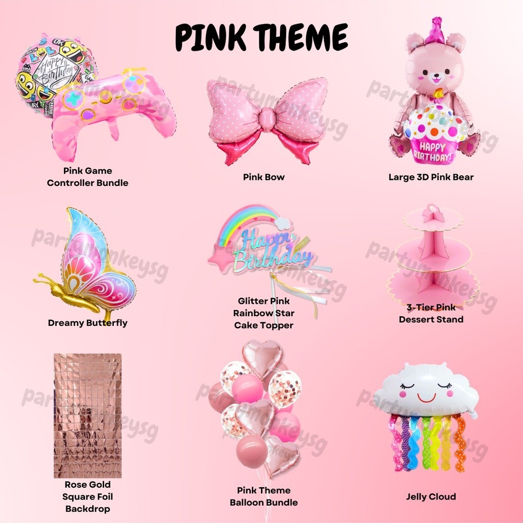 [SG Seller] Pink Balloon Theme for Birthday Party Decoration Sweet 21 Celebration | Shopee Singapore