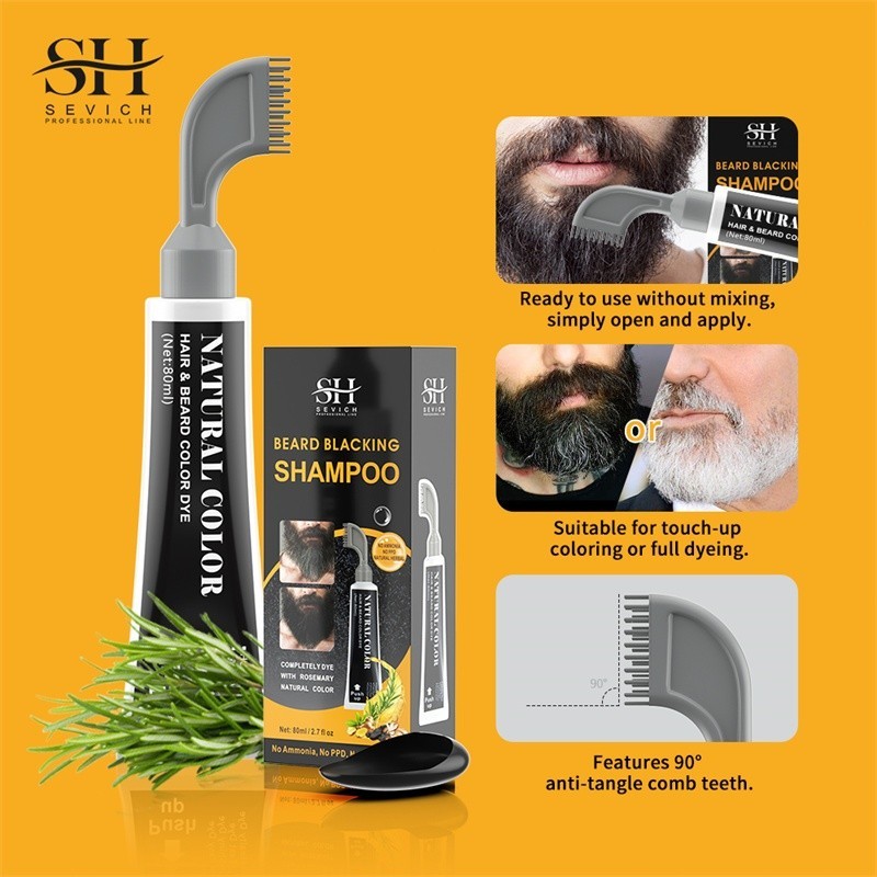 SEVICH Rosemary Beard Blacking Shampoo 80ML 5-minute Fast Blackening ...
