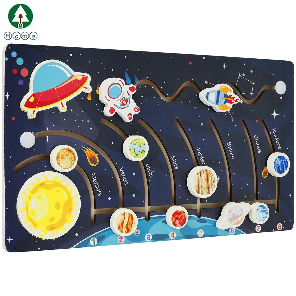 Solar System Model Board with 9 Planets Spaceship Rocket Module Early ...