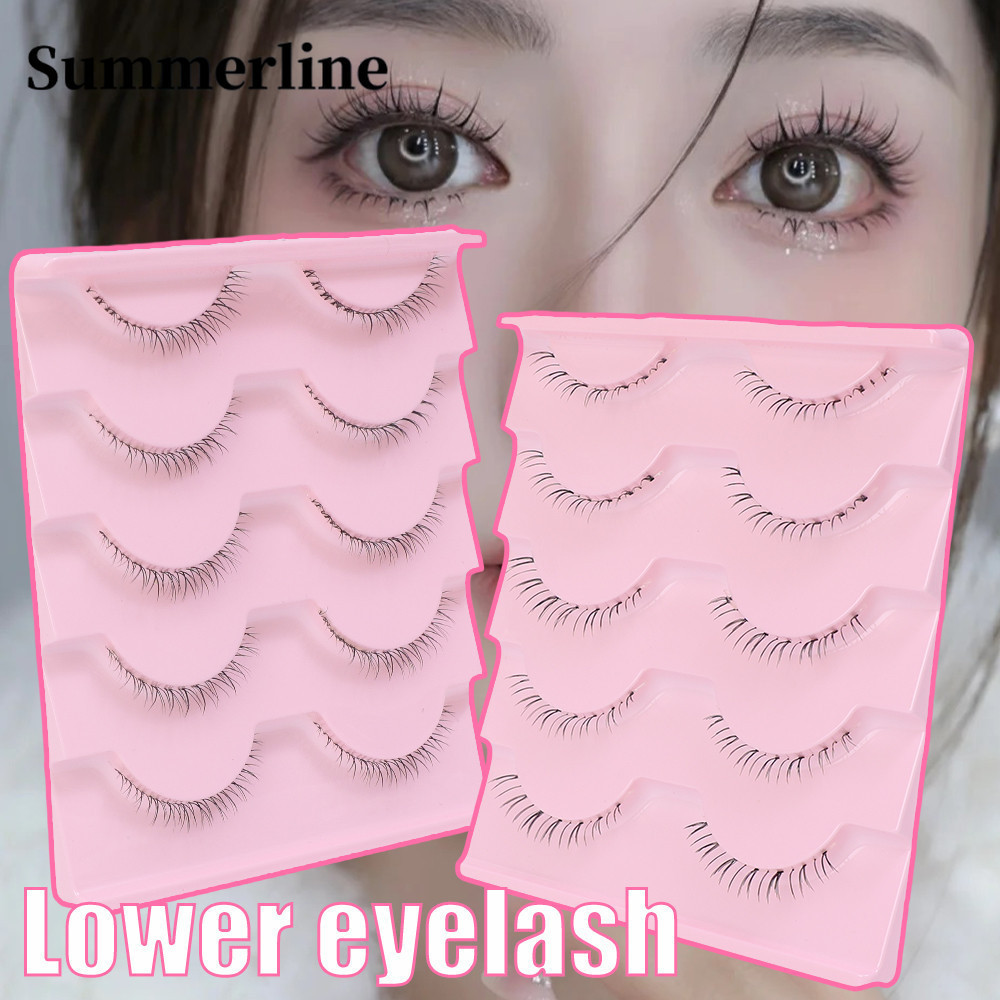 5 Pairs Lower Lashes Manga Clear Band Wispy Under False Lashes Strip ...
